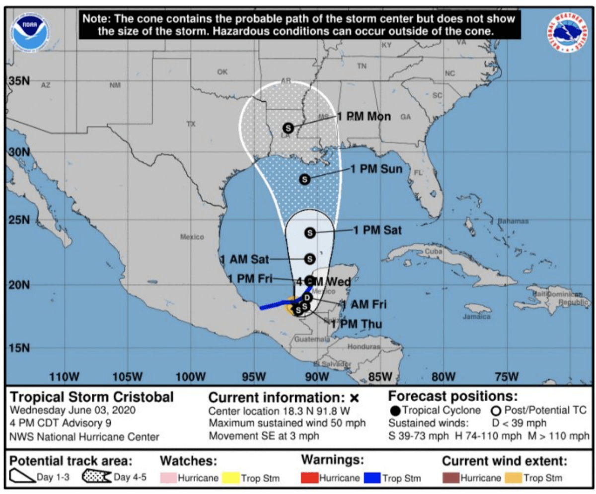 www.tomorrow.io Forecast: Tropical Storm Cristobal Heads Toward Gulf of ...